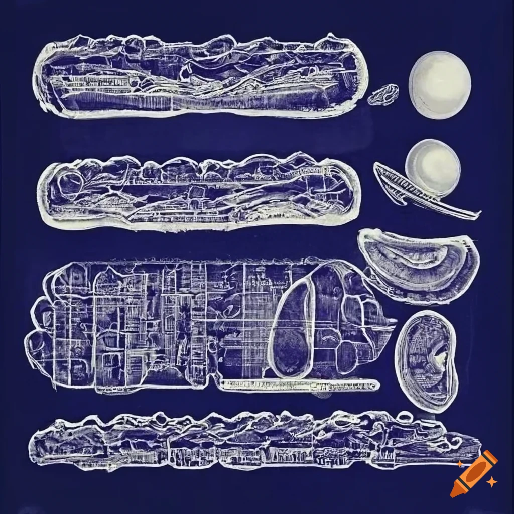 Exploded blueprint of a hoagie with capicola, provolone, lettuce ...