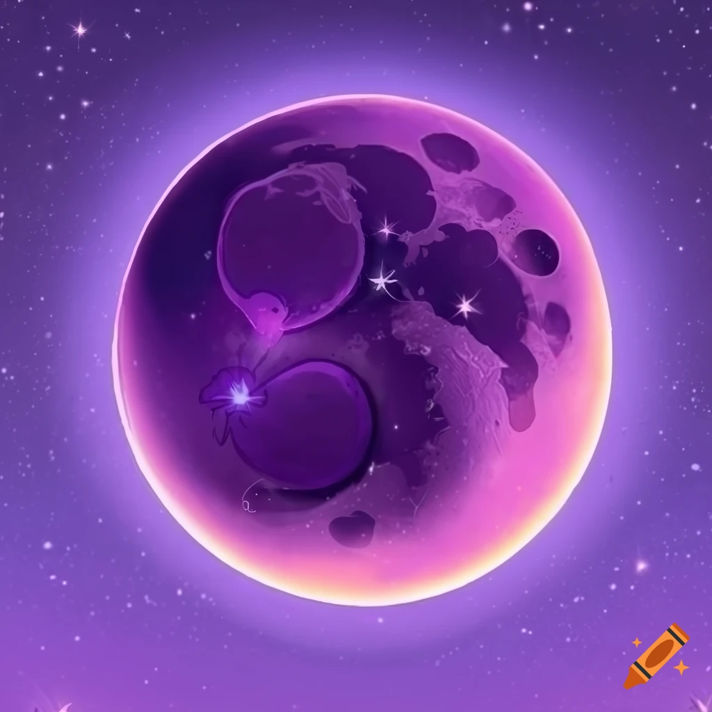 Violet full moon badge with radiant light and stars for twitch channel ...