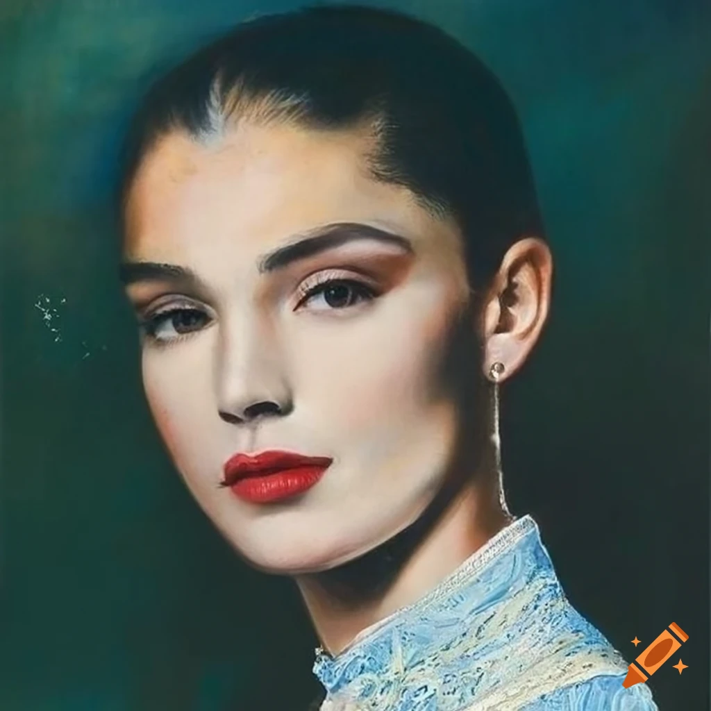 Portrait of a young fashion model blending technology and beauty on Craiyon