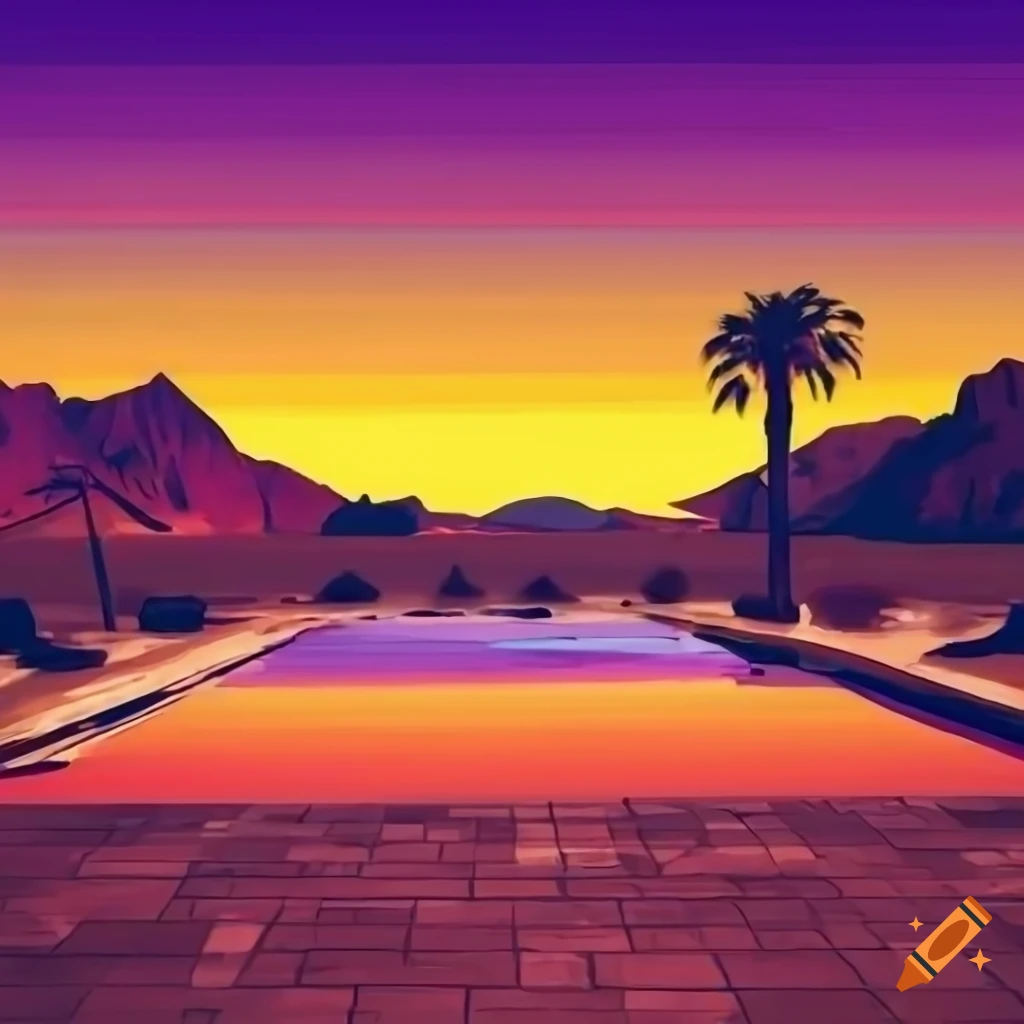 Logo for Desert Paradise Pools inspired by Grand Theft Auto, with ...