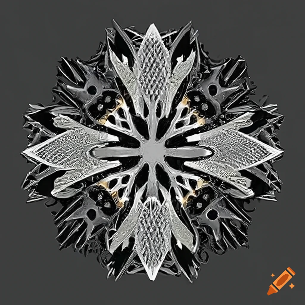 Maltese cross design on circular black and silver background with gold ...