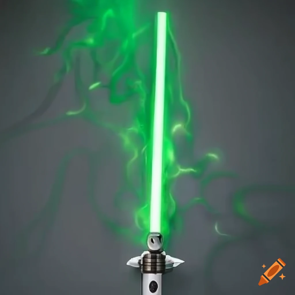 Hyper realistic double-bladed green lightsaber with sparks and ...