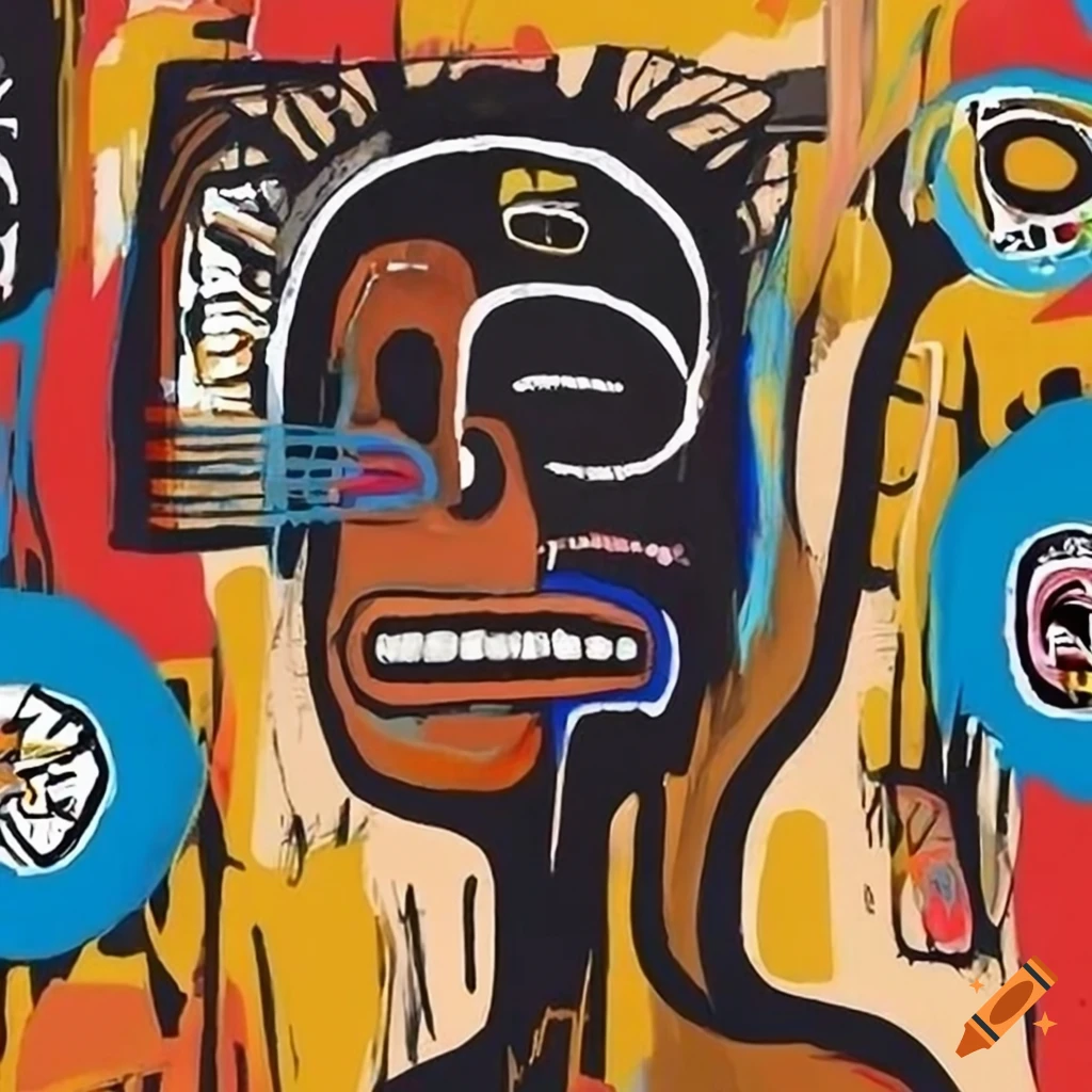 Basquiat symbols painting with african-style motifs and rhythms on Craiyon