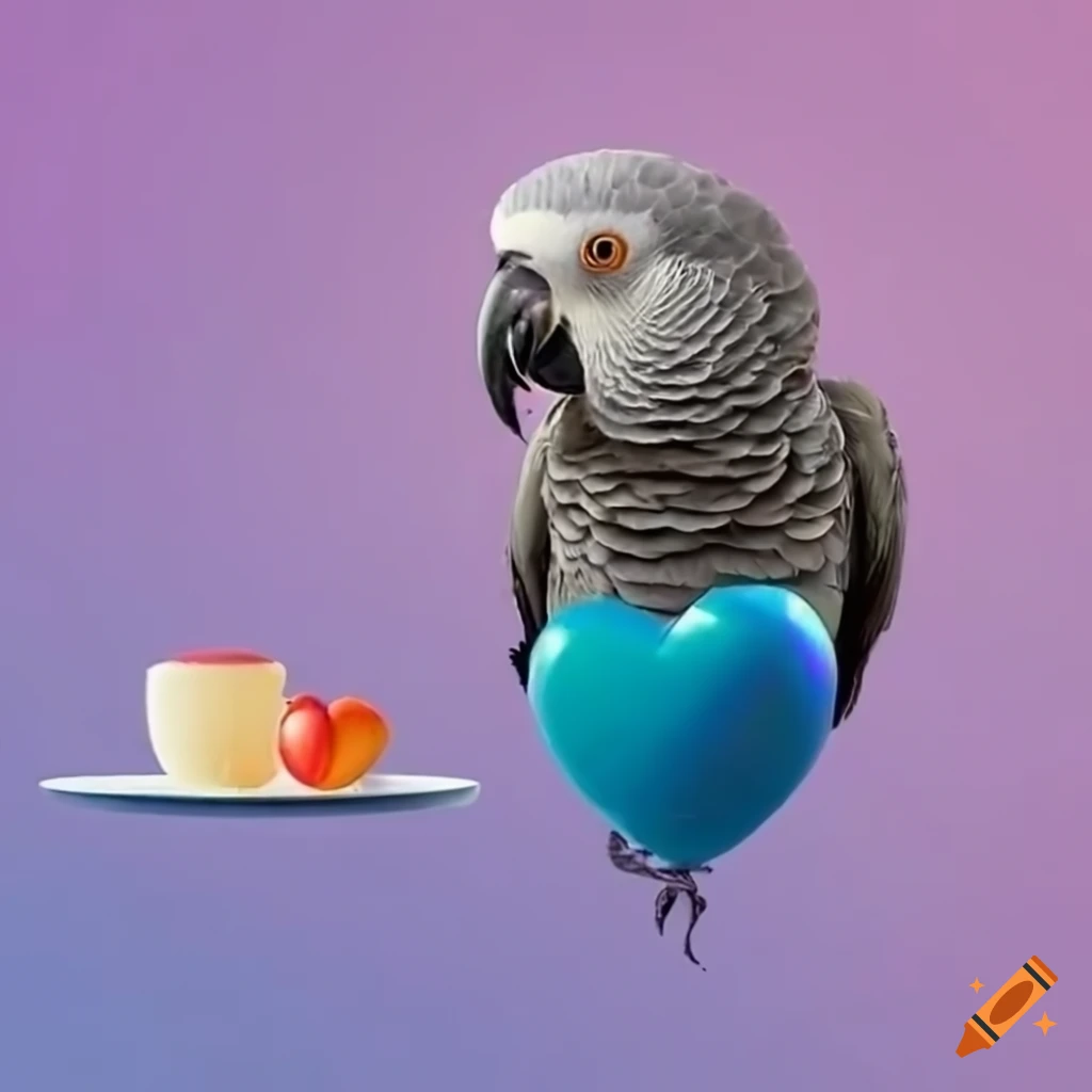 Happy African Gray parrot with glasses giving a thumbs up with iPad and ...