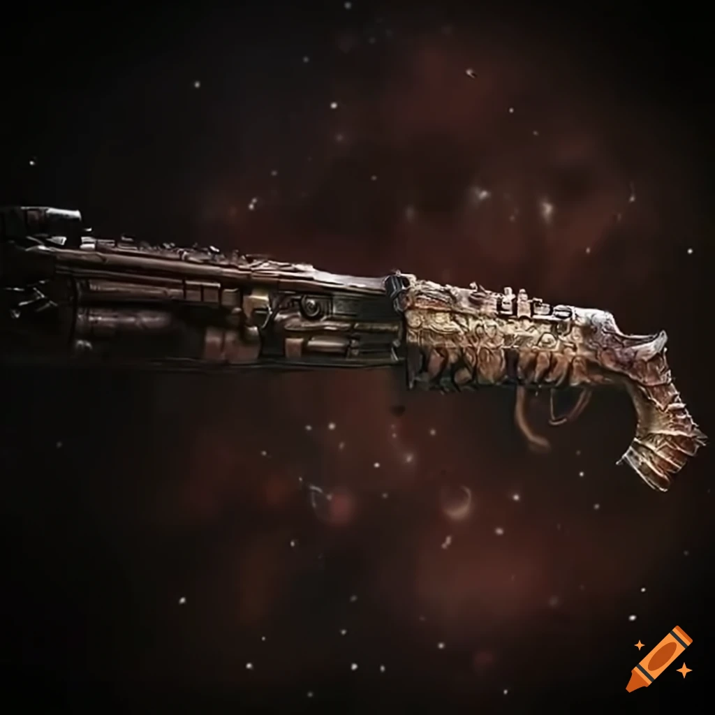 Intricately detailed concept art of a bio-organic machine gun from the ...