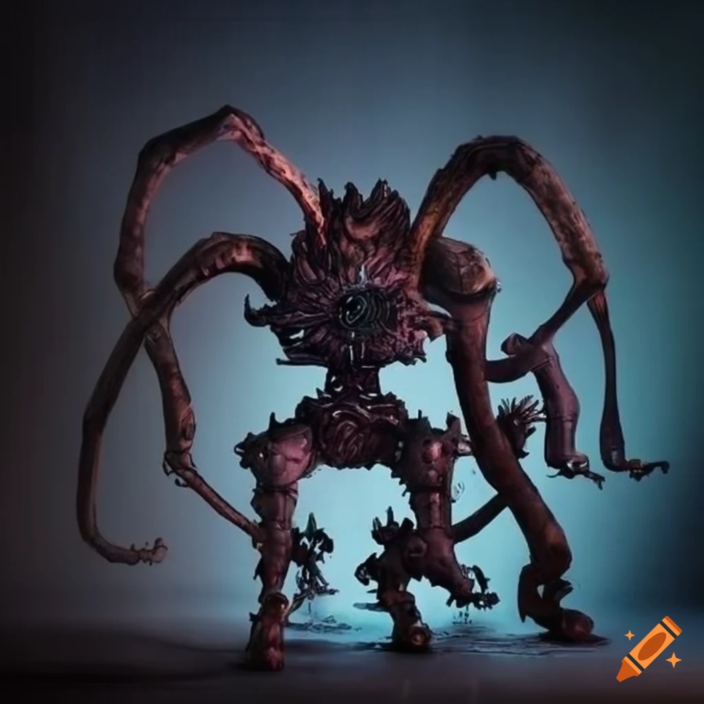 Intricately detailed otherworldly lovecraftian-inspired mech design on ...