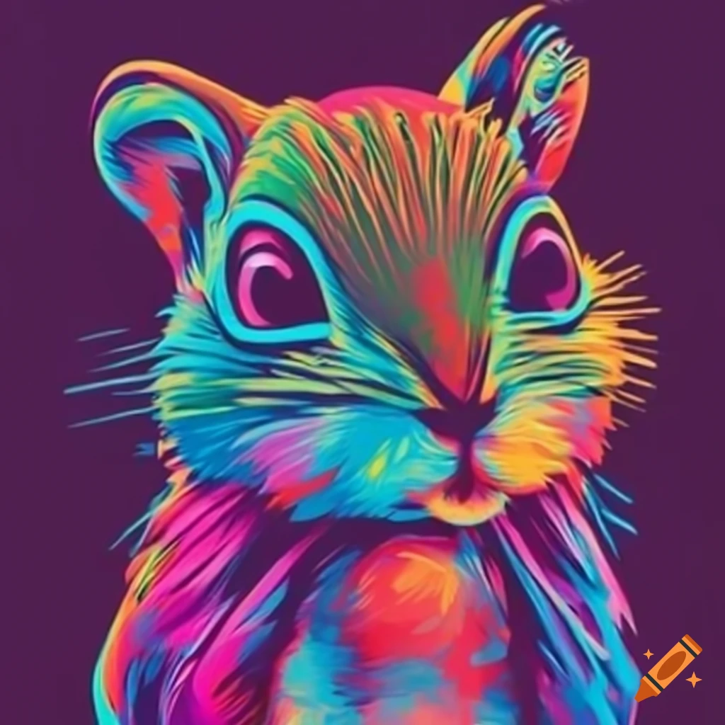 Vibrant graffiti artwork with a neon squirrel design on Craiyon