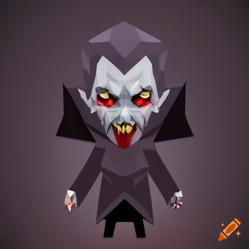 Small medieval dark vampire in low poly style, symmetrical t-pose with ...