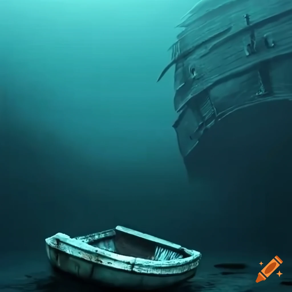 Small boat sinking next to a lifesaving ship in a cinematic setting on ...