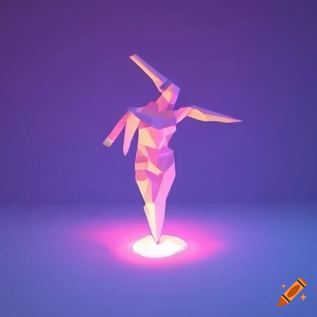 Low poly 3d render of the motherland calls statue with pastel lo-fi ...
