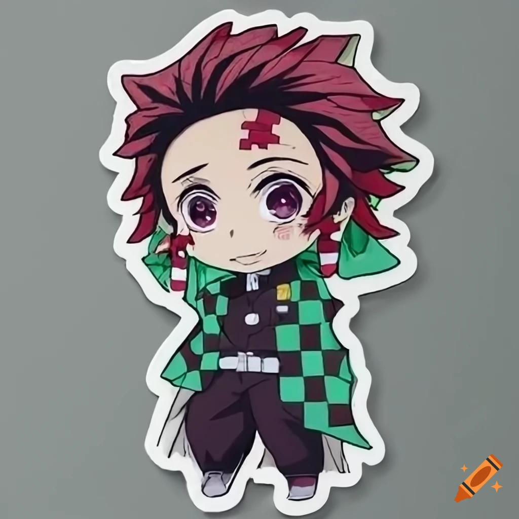 Demon slayer tanjiro chibi sticker standing on Craiyon