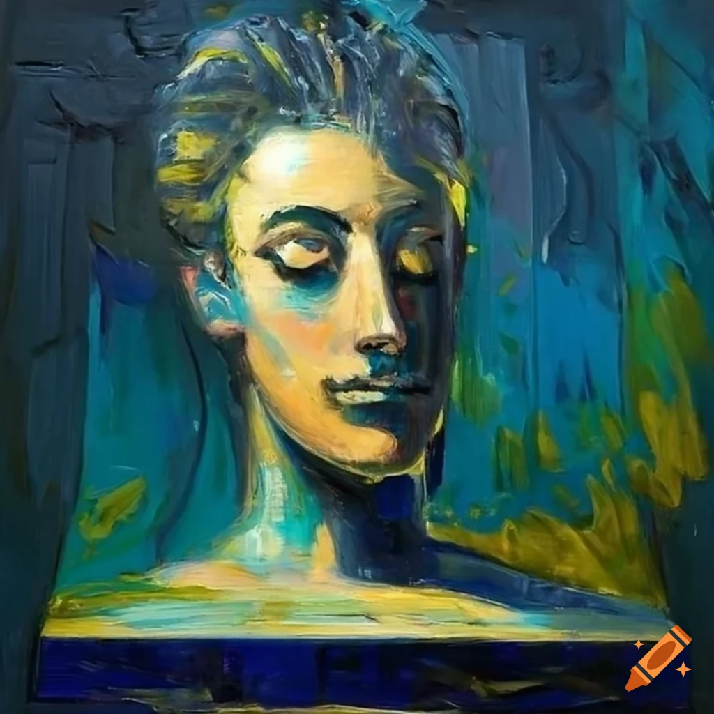 Abstract expressionistic oil painting with unnerving composition and ...