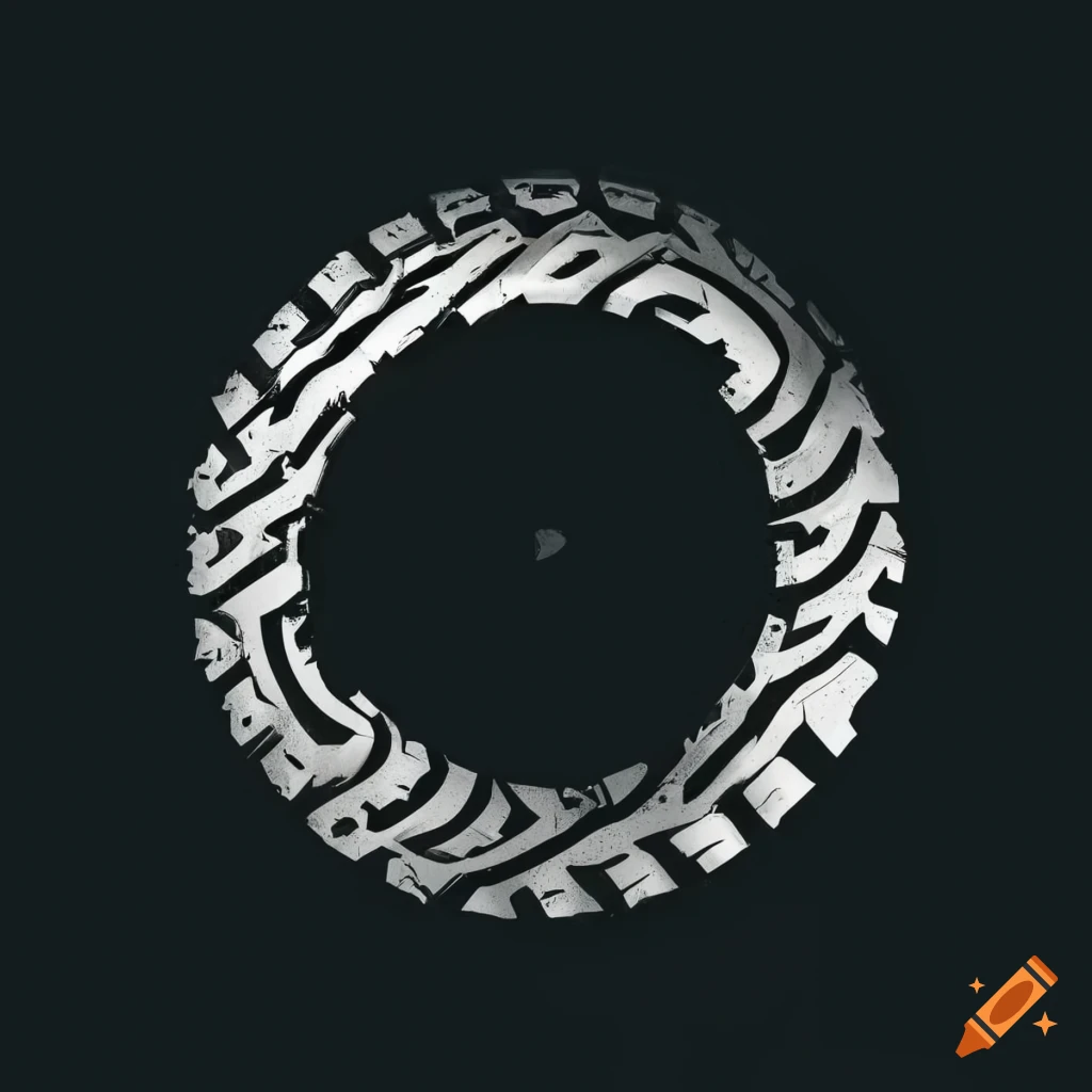 Minimalist off-road motorcycle tire tread logo in mountain setting on ...