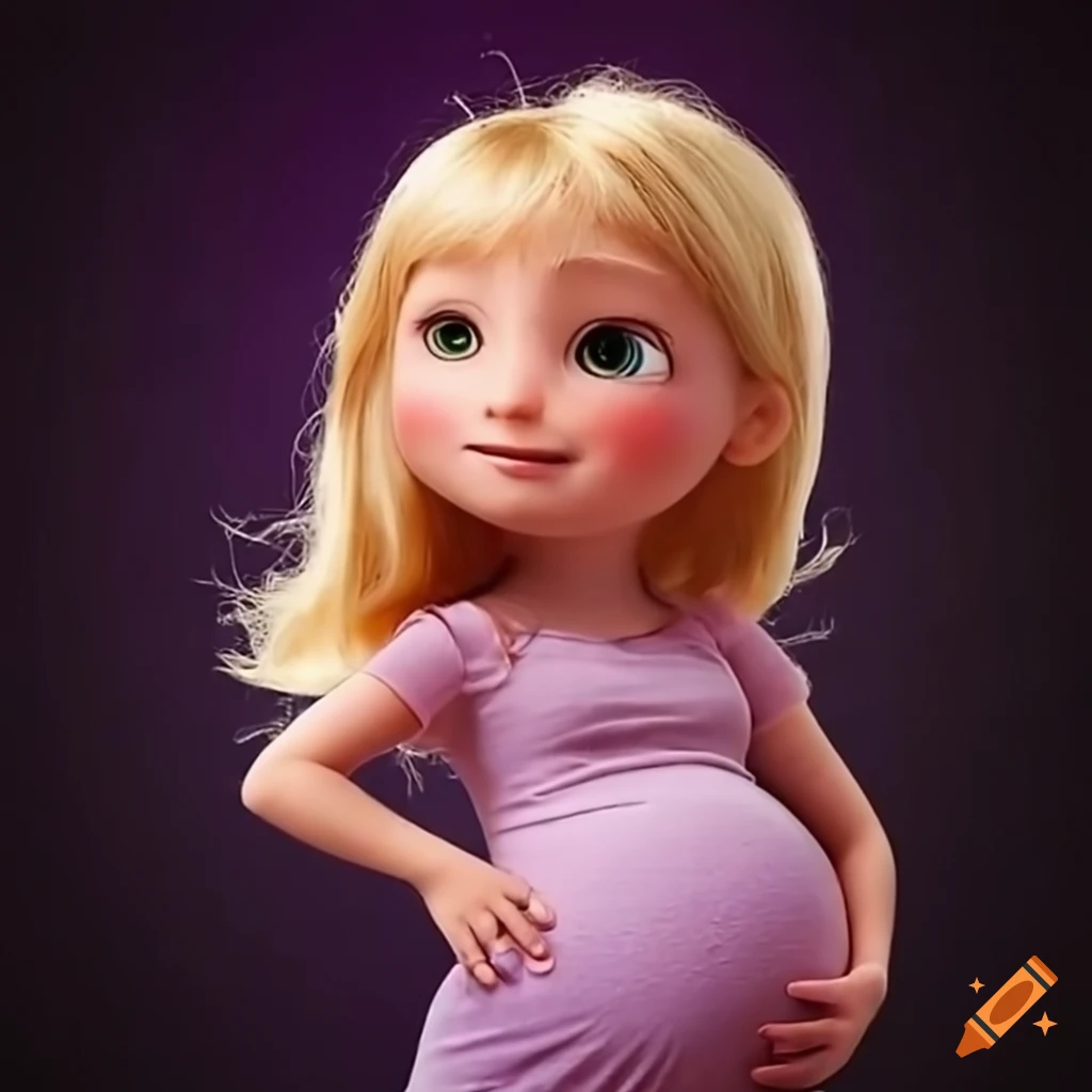 Pregnant blonde toddler girl character from a pixar movie on Craiyon