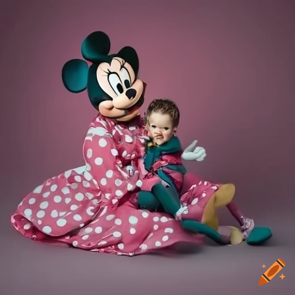 Woman dressed as minnie mouse with grown son on Craiyon