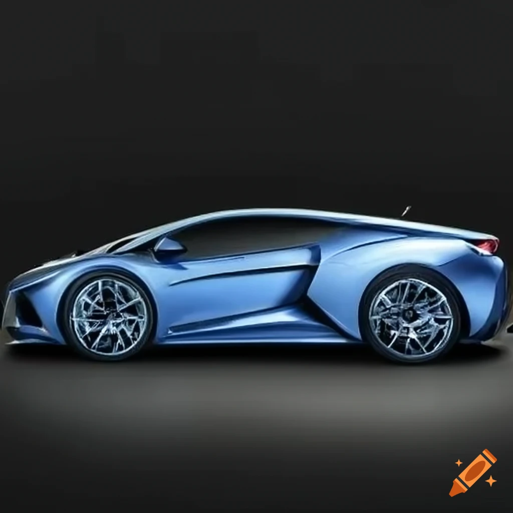 Side view of a realistic supercar in 2D on Craiyon