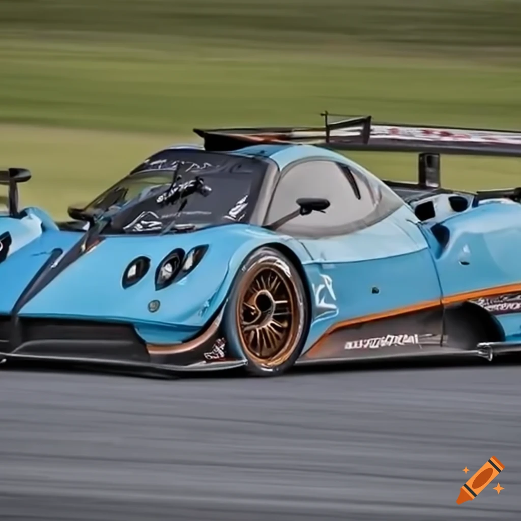 Pagani Zonda GT3 race car in Gulf livery on Craiyon