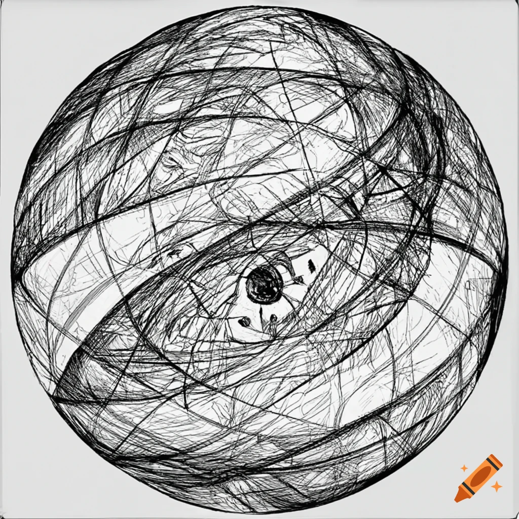 The seer in the middle of a sphere surrounded by floating images on Craiyon