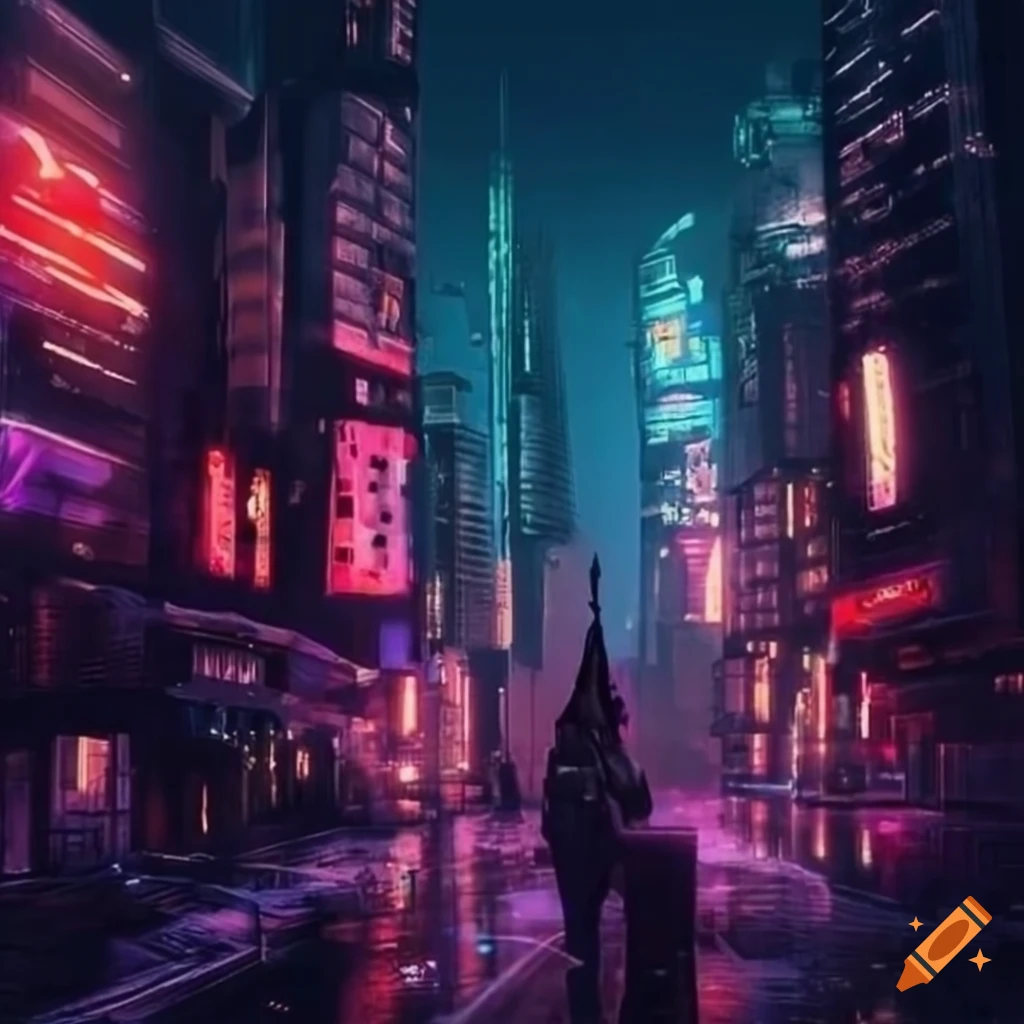 Cyberpunk futuristic cityscape in a dystopian setting on Craiyon