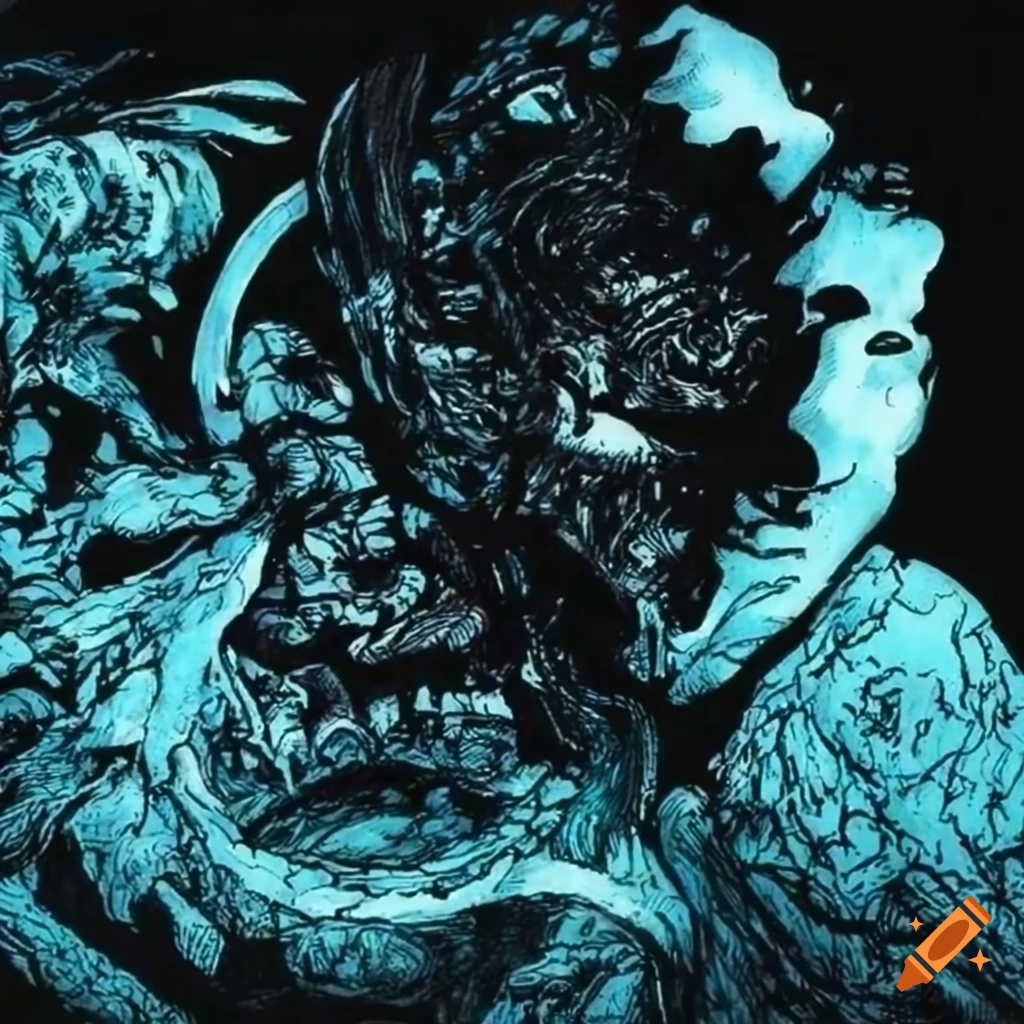 Black ink drawing of super high-tech lab in manga style by katsuhiro ...