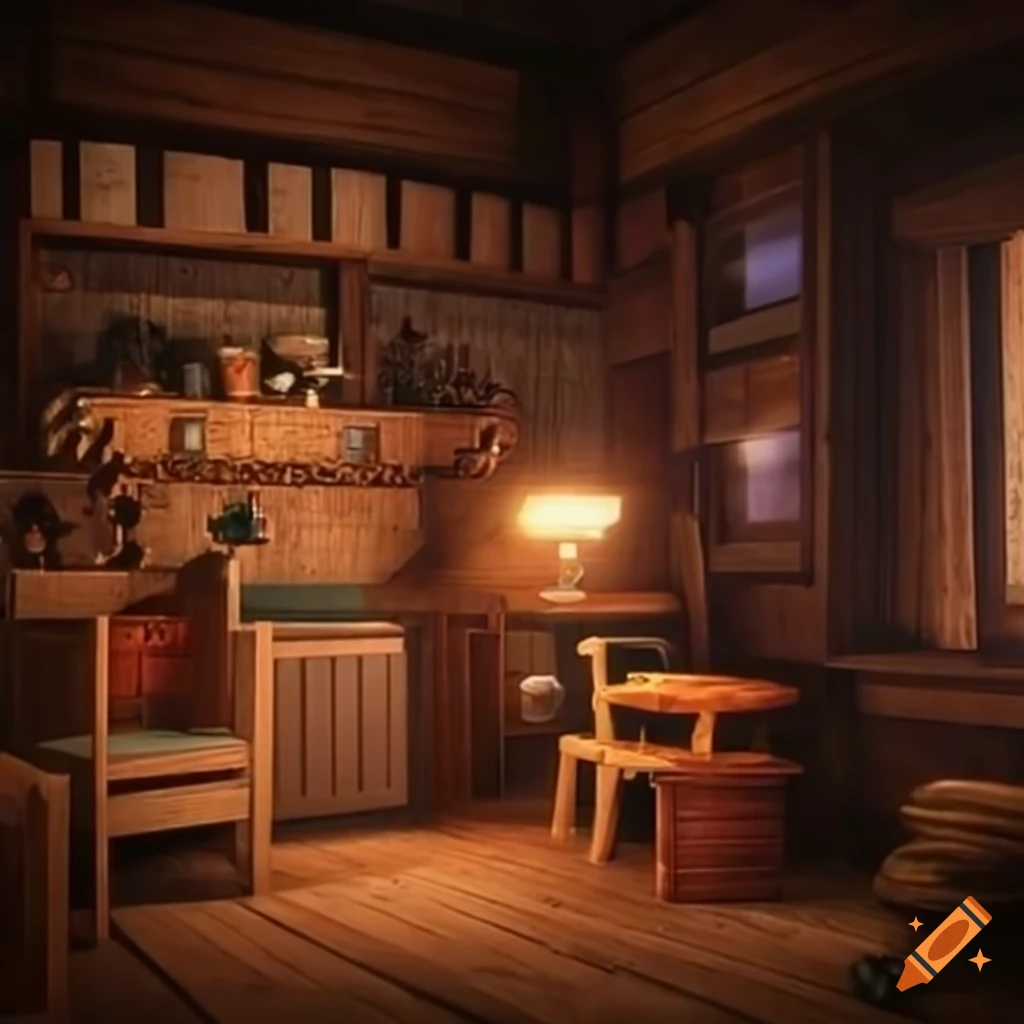 Interior of a cozy dwarf house with tiny furniture on Craiyon