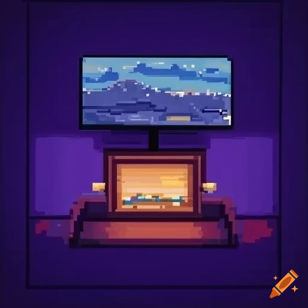 High definition cozy living room with tv, suitable for pixel art icons ...