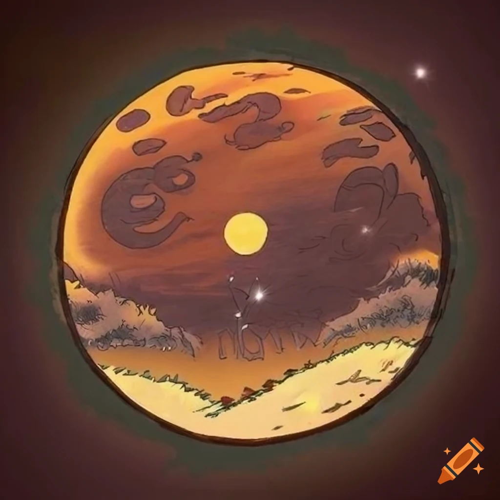 Badge design featuring a brown full moon, inspired by vinland saga and ...