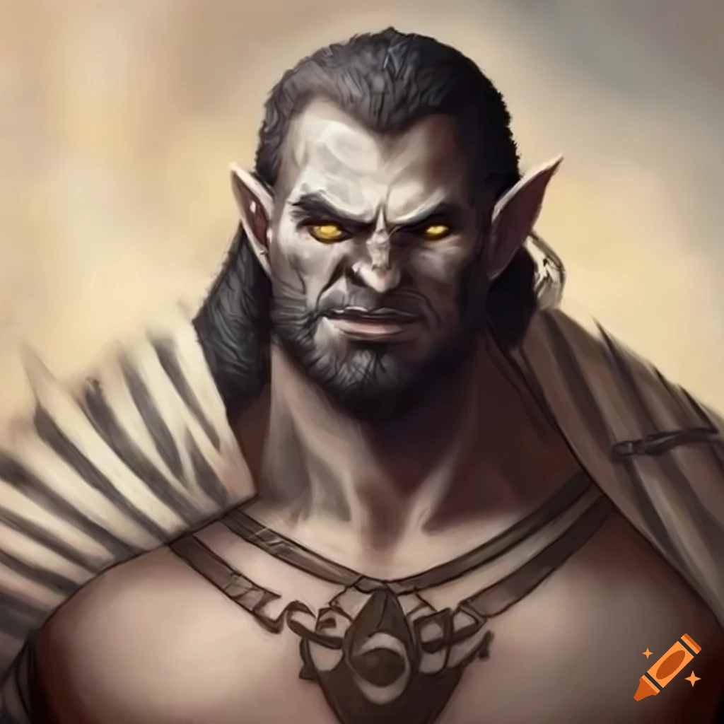 DND 5e goliath with light gray skin and black tribal tattoos on Craiyon