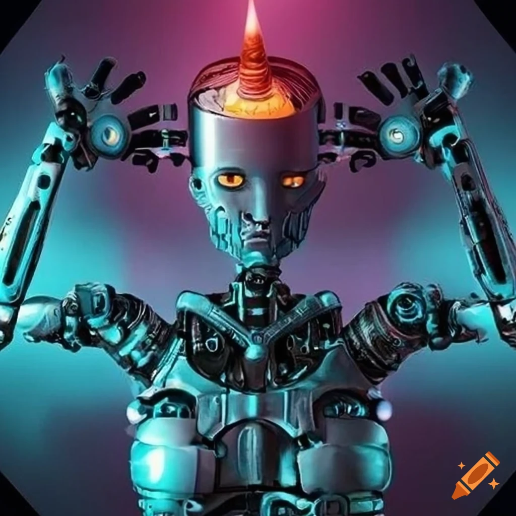 Science fiction themed birthday card with anatomically correct robot ...