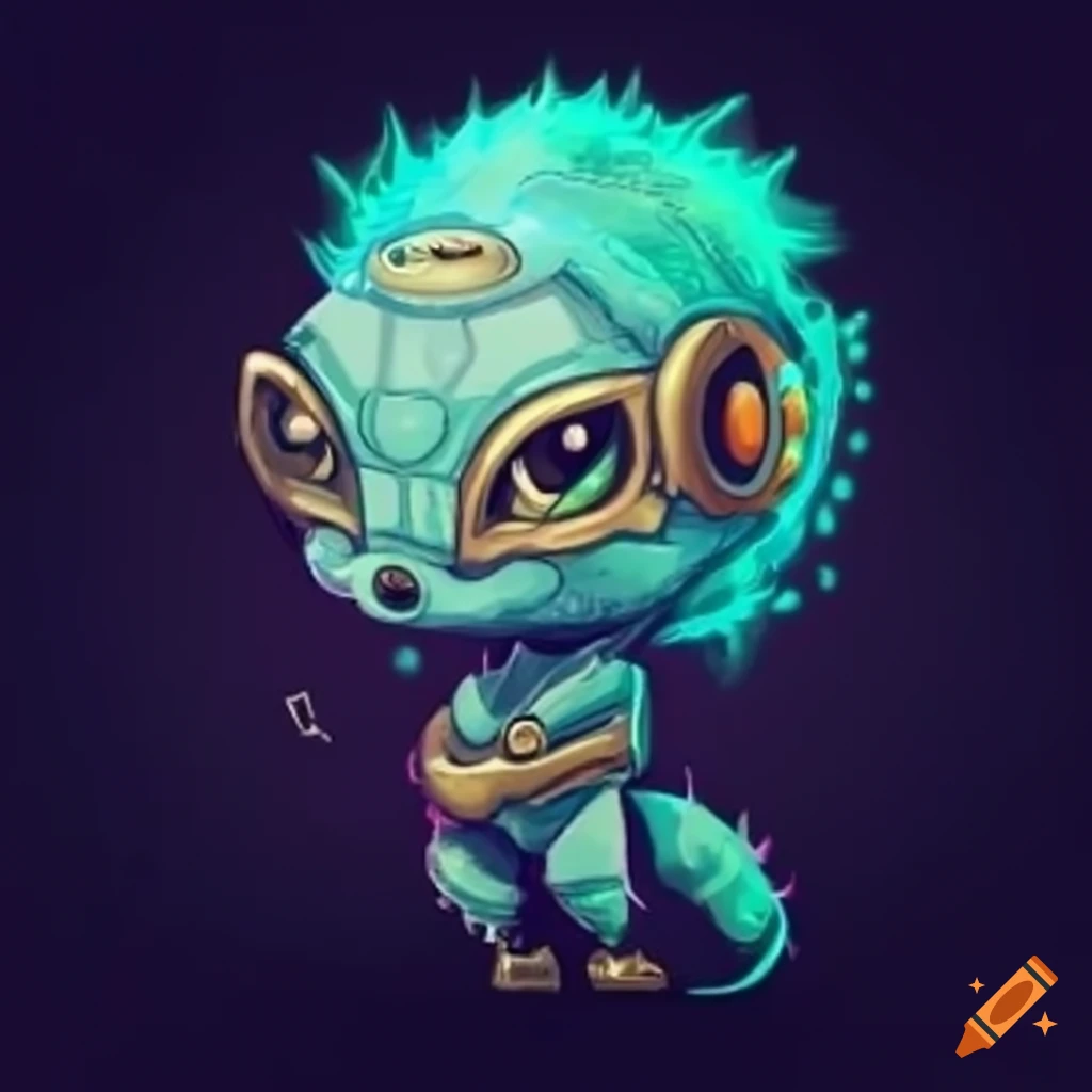 Chibi sci-fi clockwork animal character on Craiyon