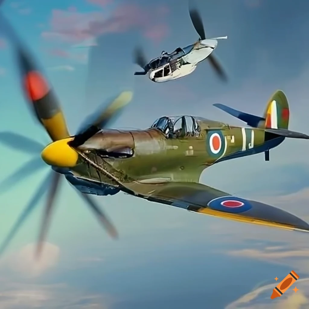 Spitfire and ME109 in a dogfight on Craiyon