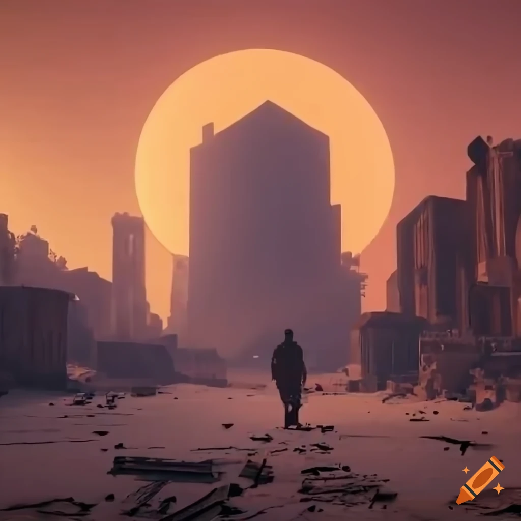 Post-apocalyptic dystopian city in the desert reminiscent of blade ...