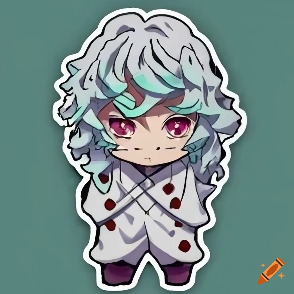 Chibi demon slayer Rui sticker with white border on Craiyon