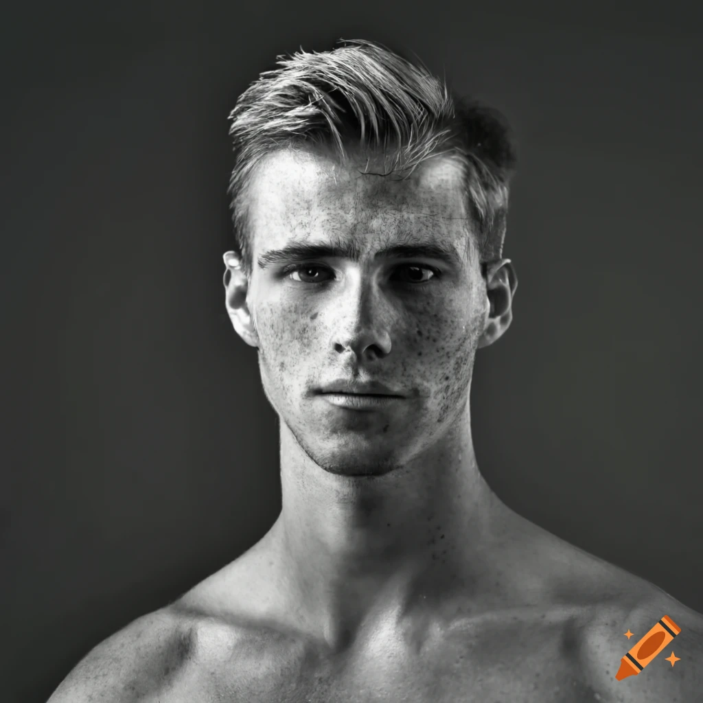 Portrait of a midwestern young man with swimmer jock features on Craiyon