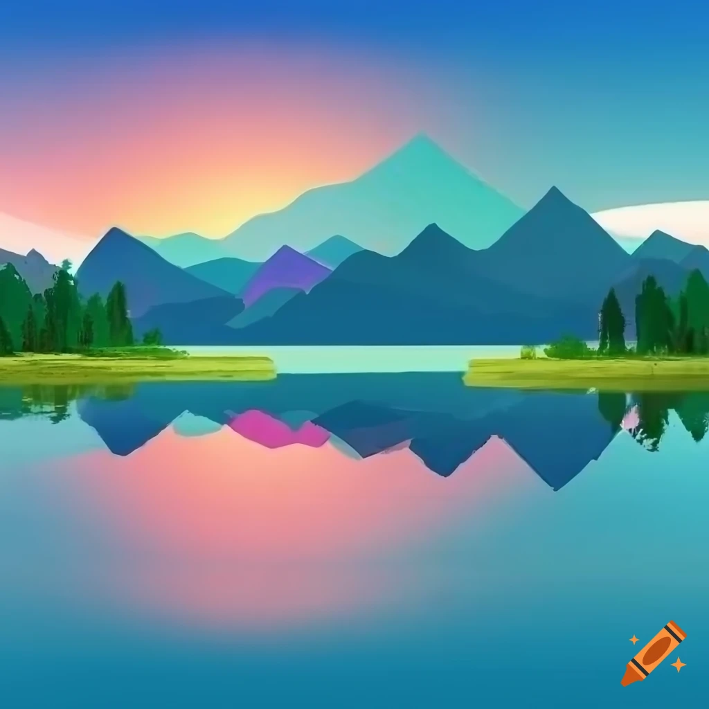 Peaceful mountains reflecting on still waters for desktop wallpaper on Craiyon