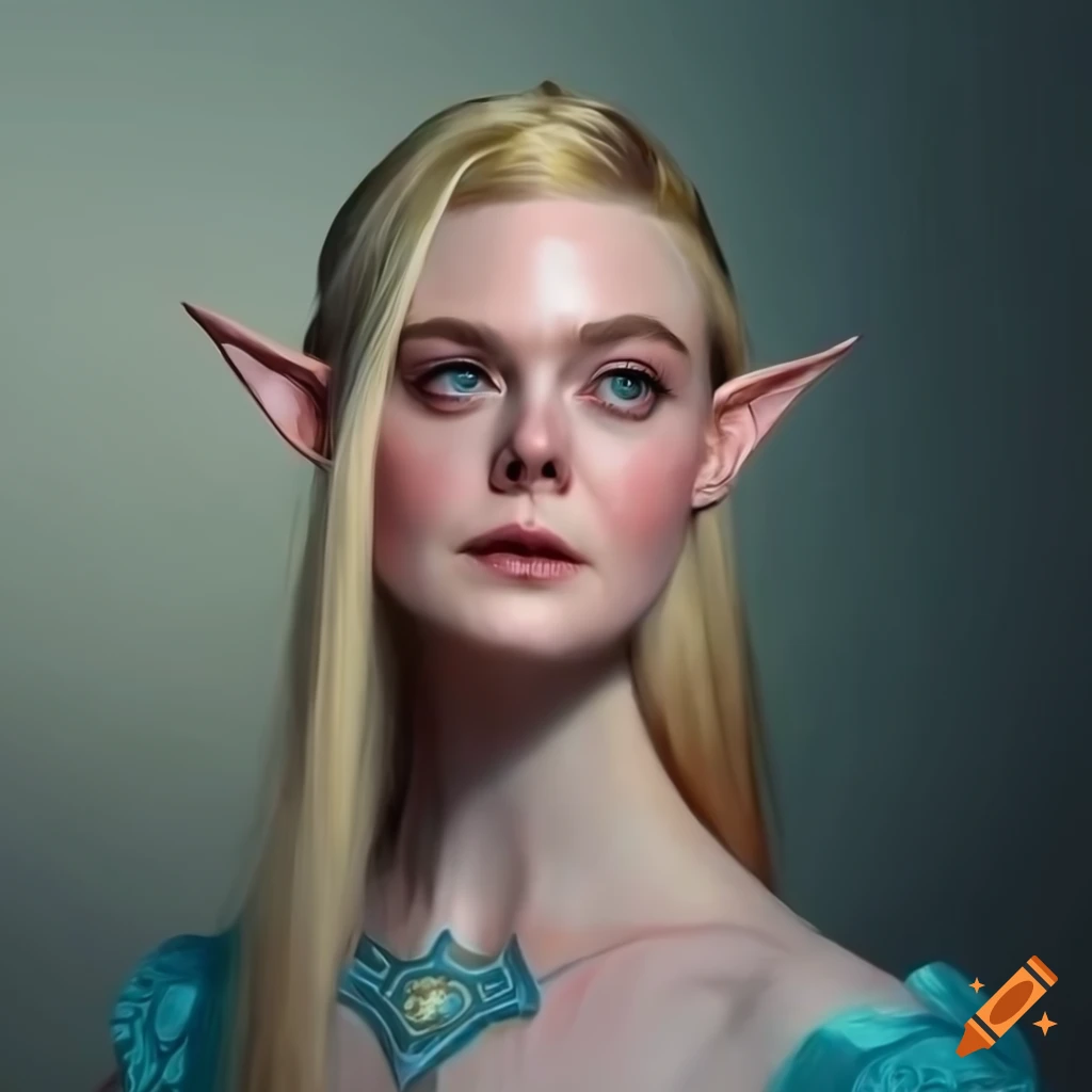 Elle Fanning as Princess Zelda in stunning detailed outfit on Craiyon