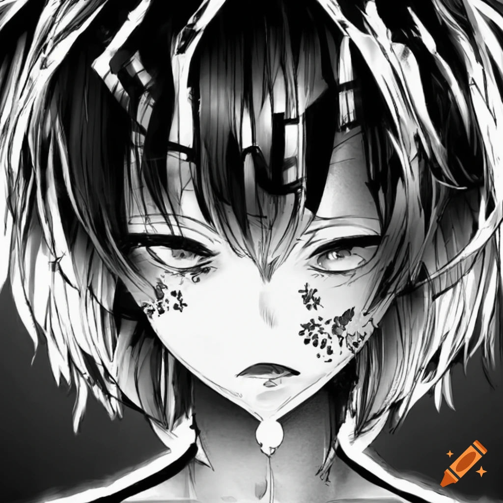 Black and white outline anime artwork on Craiyon