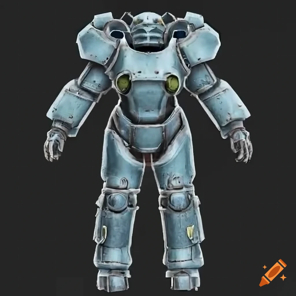 Fallout 4 t-76 power armor blueprint with glass visor on Craiyon