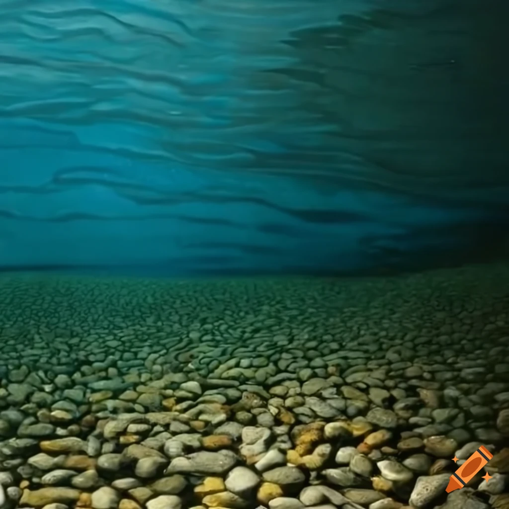 Underwater view of small gravel floor in a French river on Craiyon