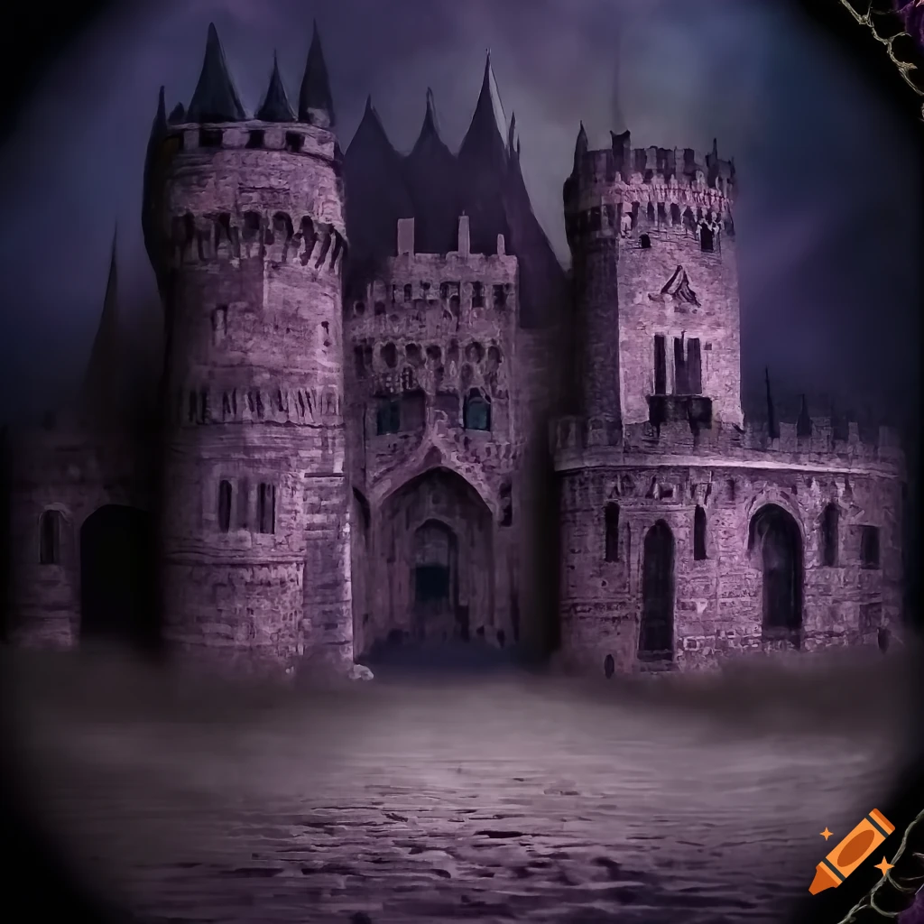 Dark fantasy novel cover with gothic-style castle and violet moon on ...