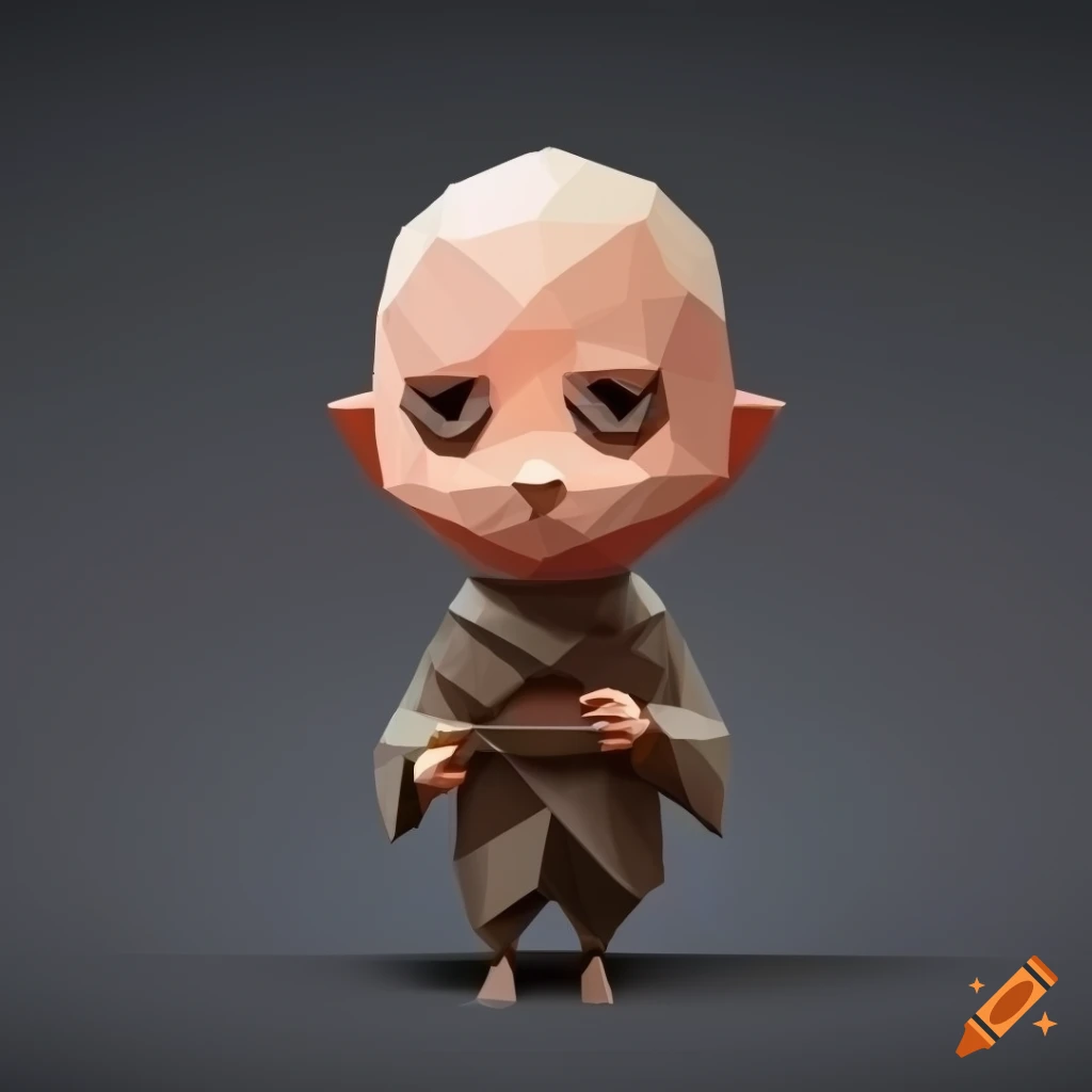 Small medieval monk in low poly T-pose in chibi style on Craiyon