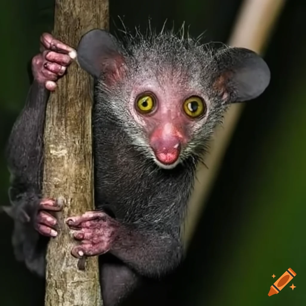 Realistic aye-aye in the jungle giving the middle finger on Craiyon