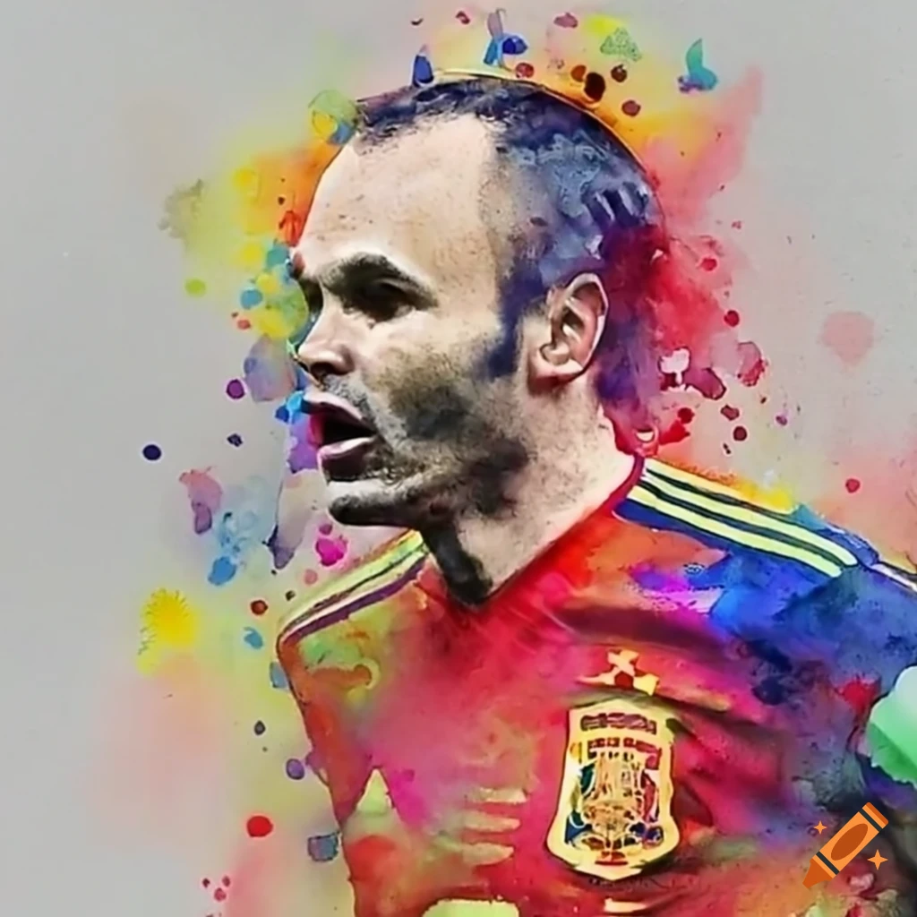 Image of iniesta celebrating in the world cup for spain on Craiyon