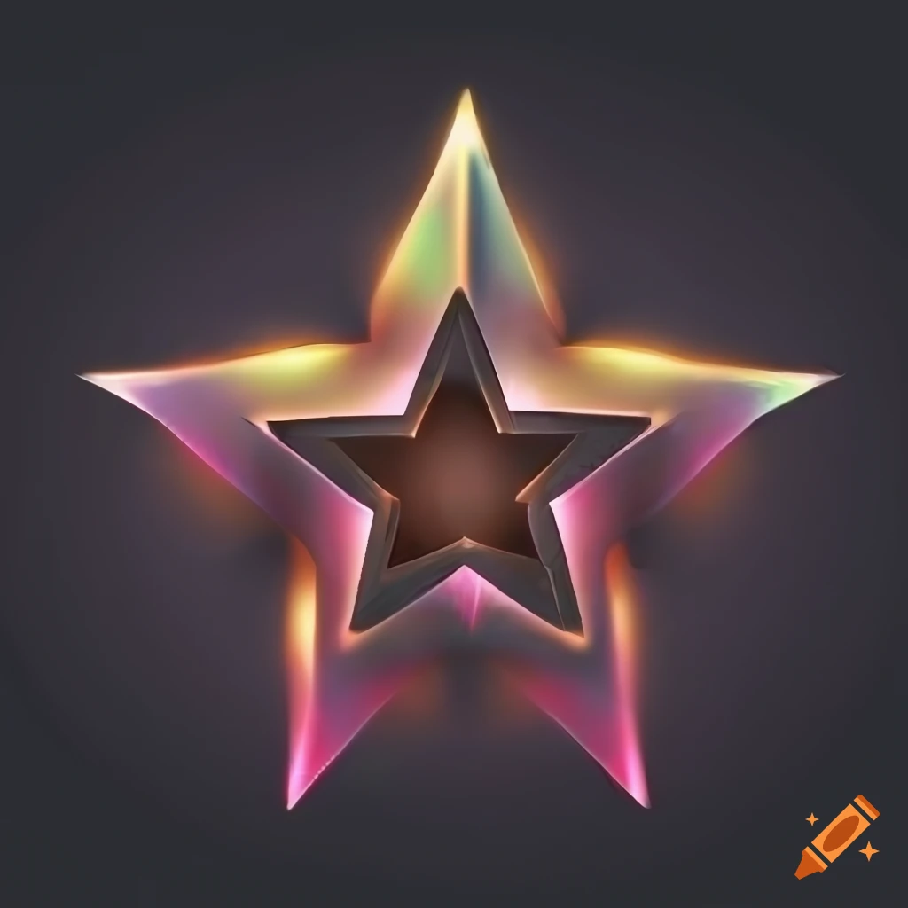 Bronze star badge with chiseled edges and textured 3d effect on Craiyon