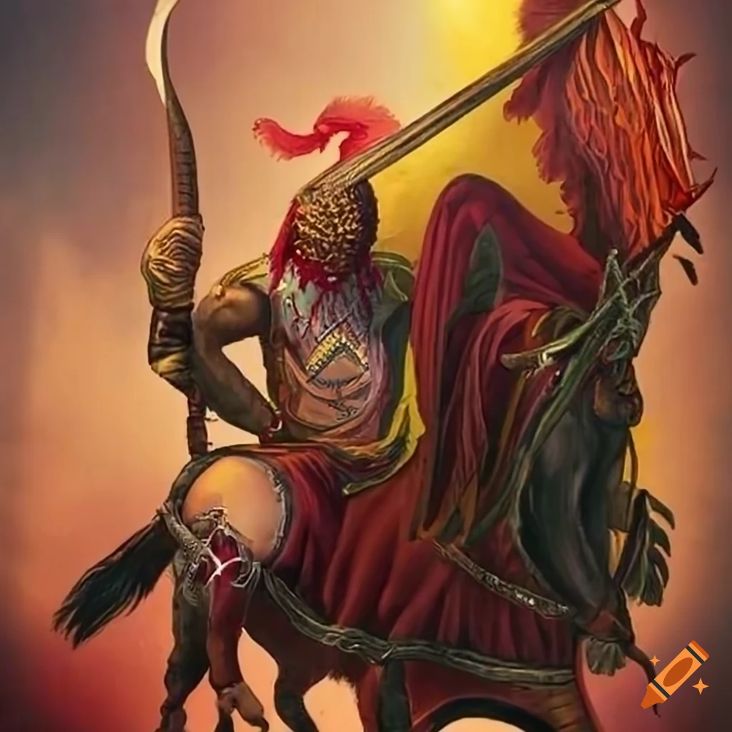 Wizard warrior on horseback with falcon and sword on Craiyon
