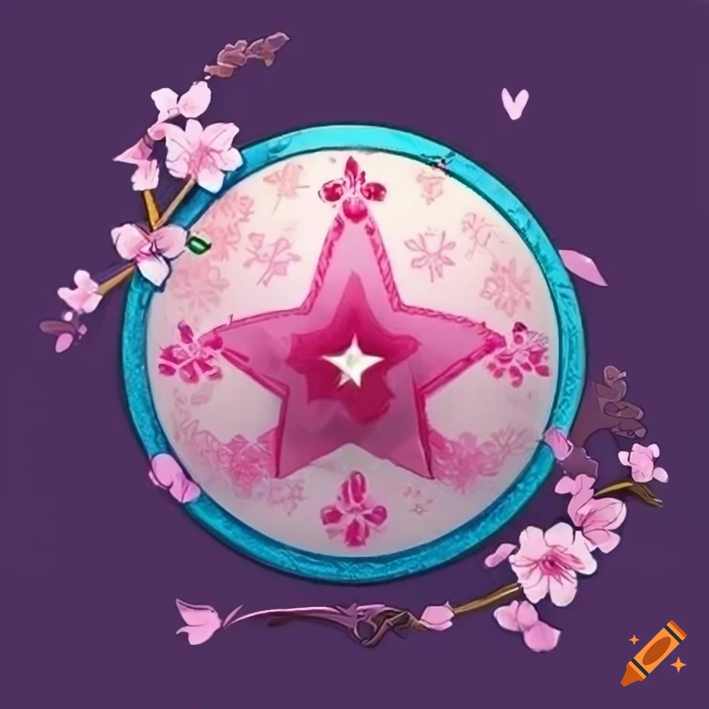 Pink star badge inspired by Japanese cherry blossom sakura & Bankai ...