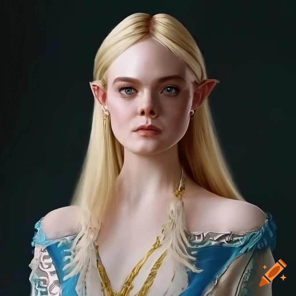 Elle Fanning as Princess Zelda in stunning detailed outfit on Craiyon
