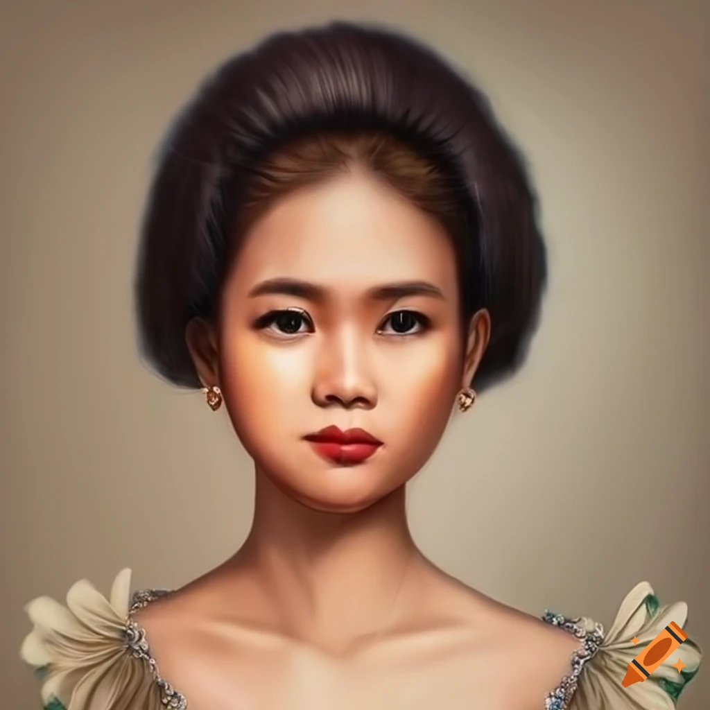 Portrait of a pretty filipina in traditional filipiniana attire on Craiyon