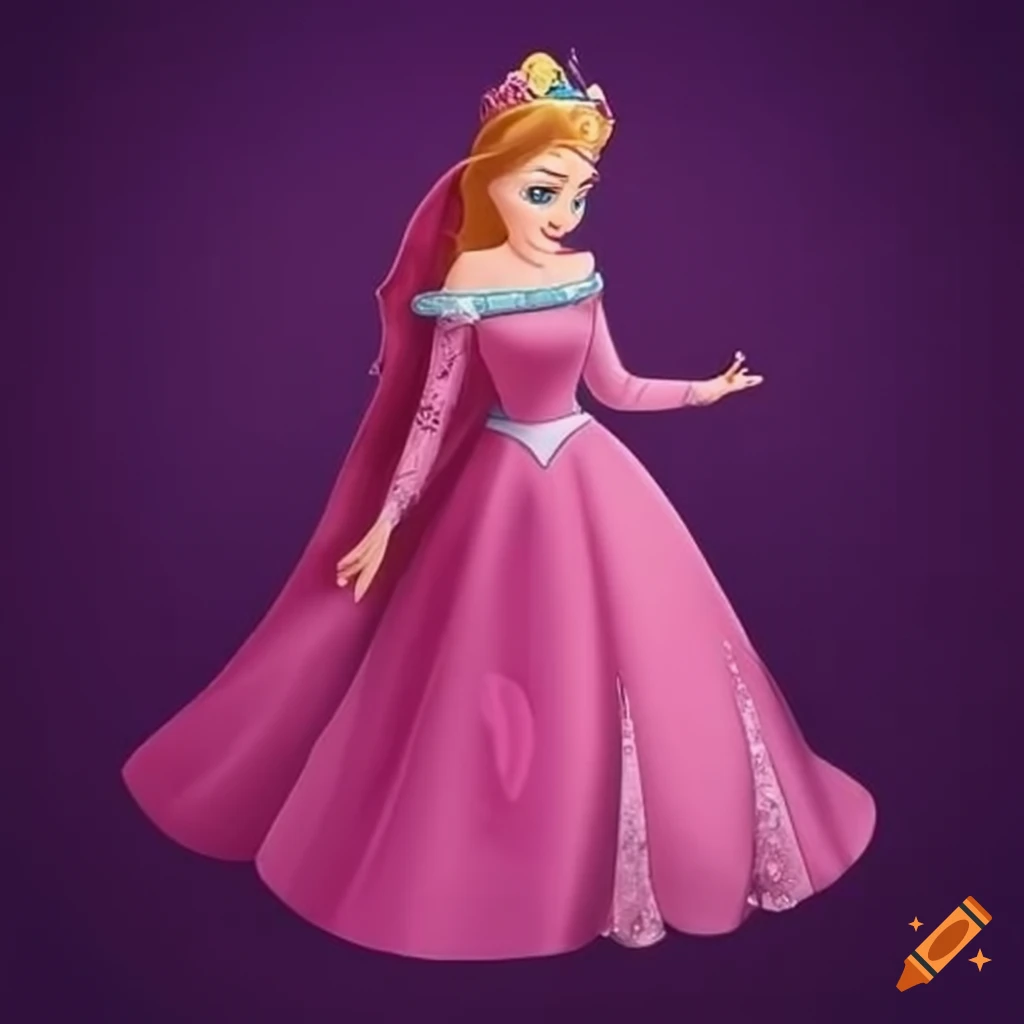 Rose pink Disney princess dress design with butterfly and crown on Craiyon