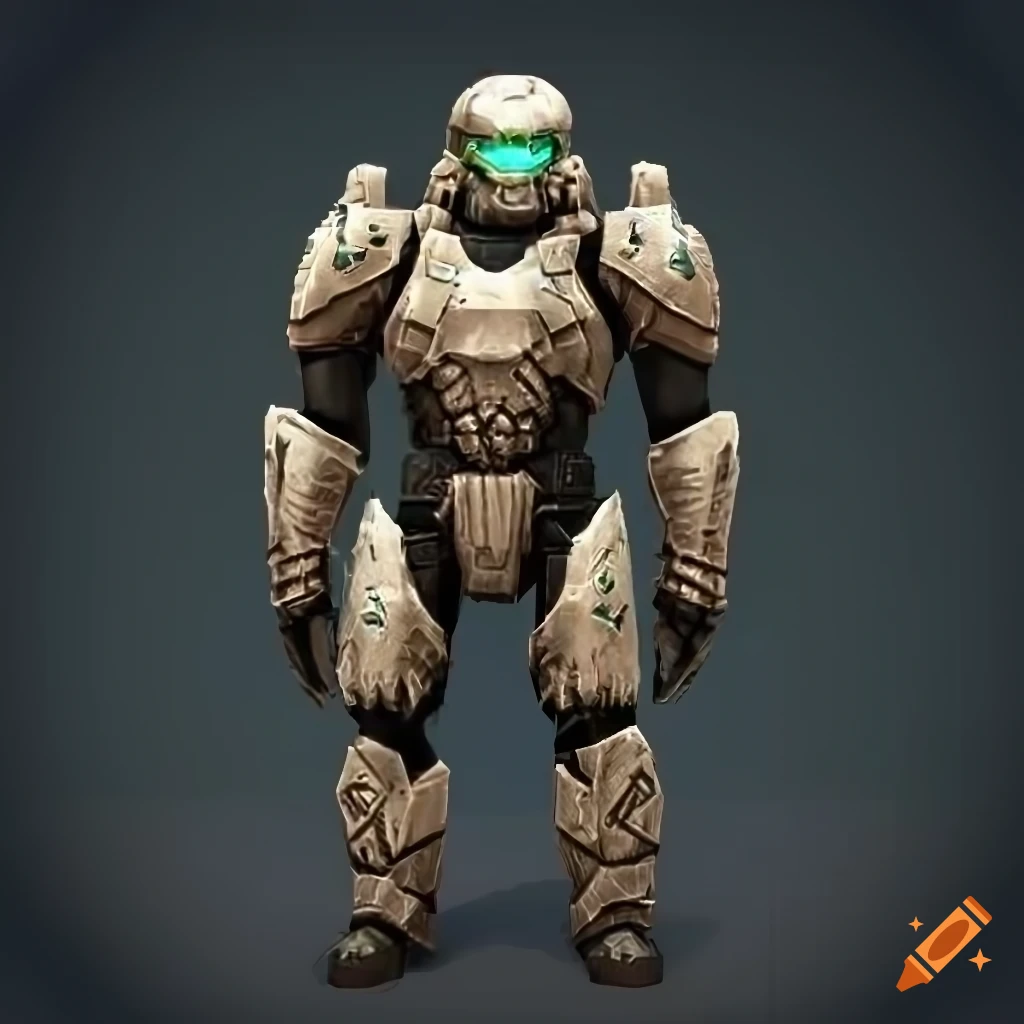 Terran warrior (earth) clad in rugged armor with a stone-carved greatsword on Craiyon